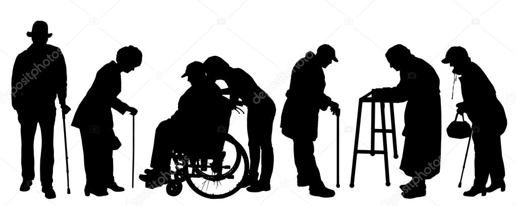 Vector silhouette of old people. — Stock Vector © MAJIVECKA #45145249