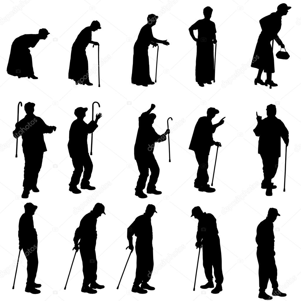 Vector silhouette of old people. Stock Vector Image by ©MAJIVECKA #45833969