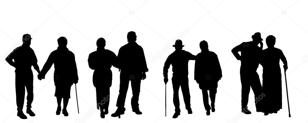 Vector silhouette of old people. Stock Vector Image by ©MAJIVECKA #46527939