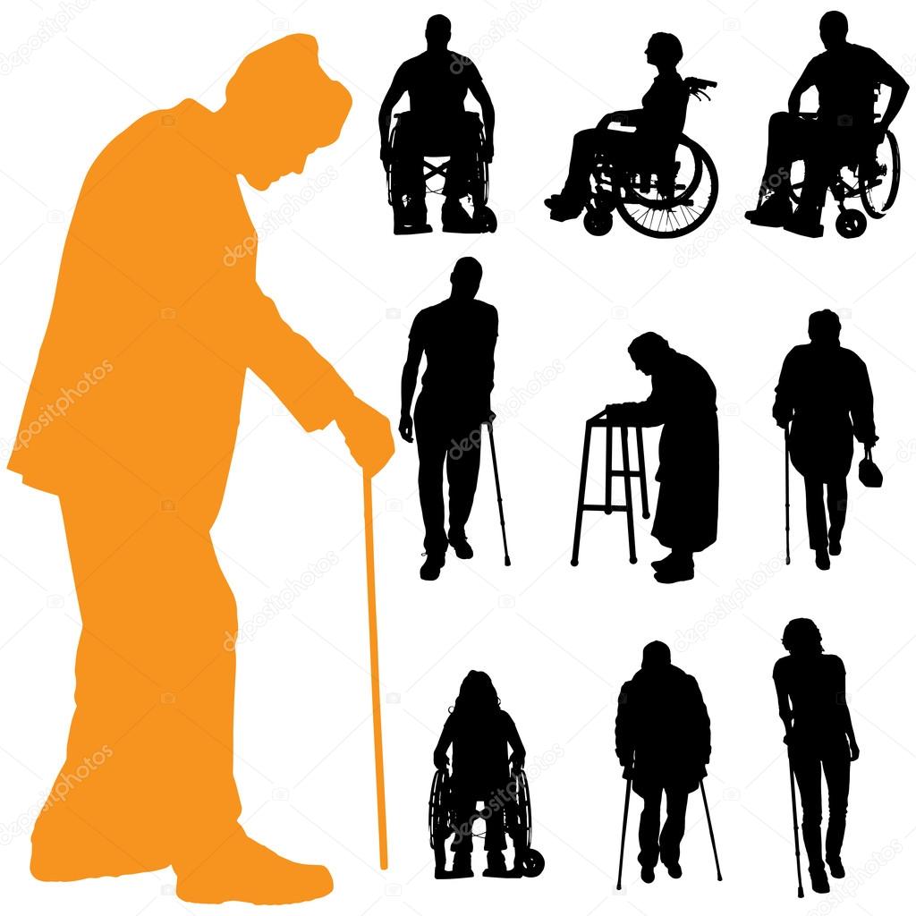 Vector silhouette of disabled people. — Stock Vector © MAJIVECKA #47517667