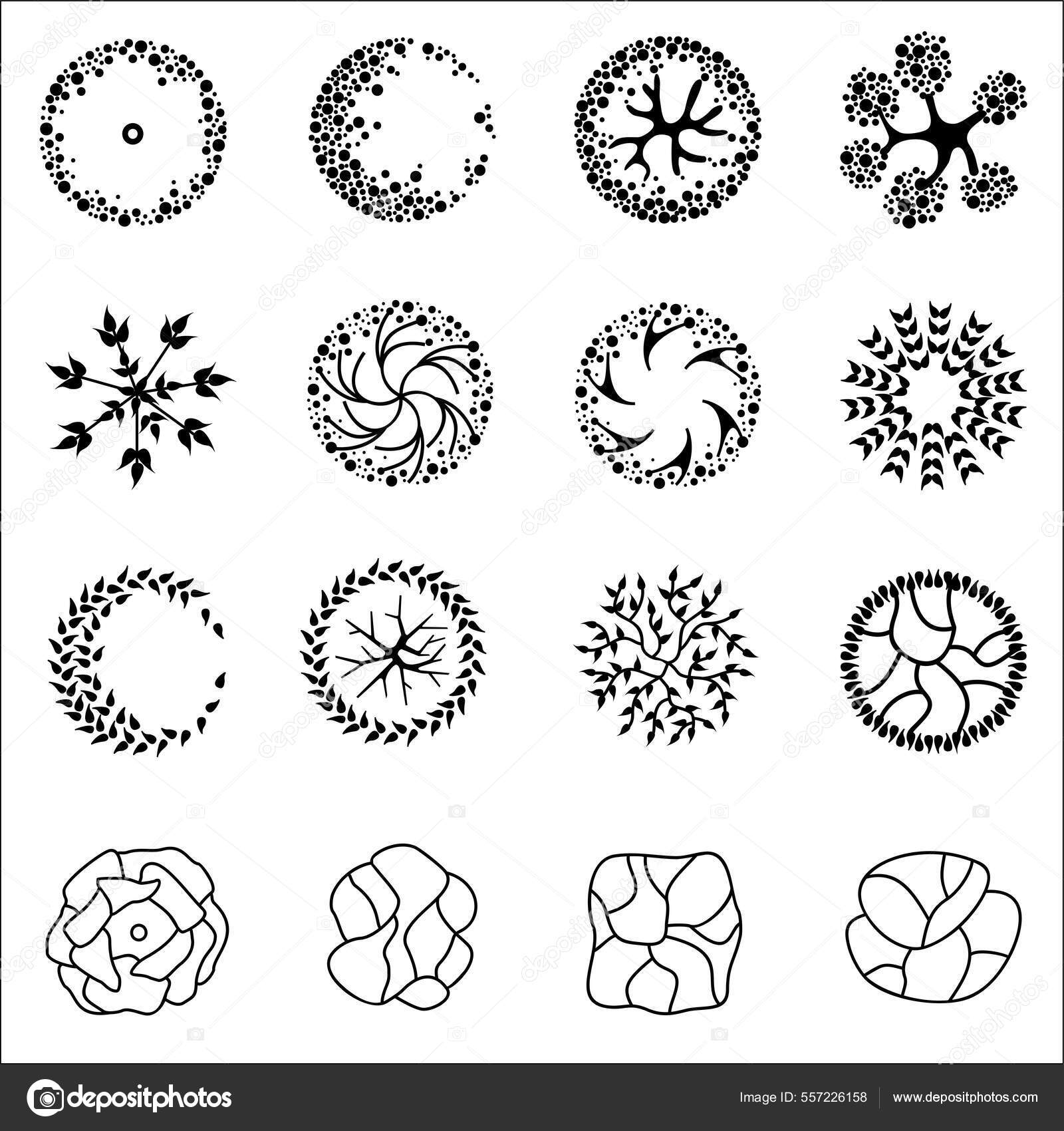 Tree Architectural Floor Plans Entourage Design Various Trees Bushes ...