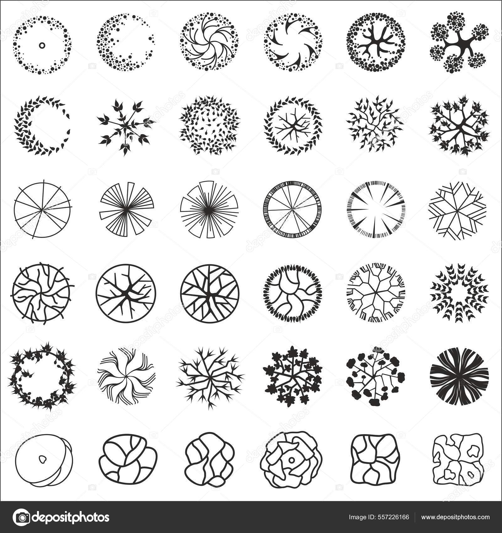 Tree Architectural Floor Plans Entourage Design Various Trees Bushes ...