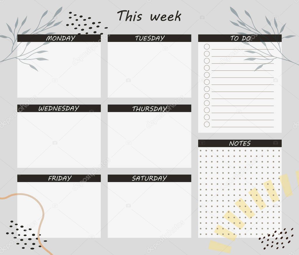 Weekly Planner Template Planner Week Organization Time Abstract ...