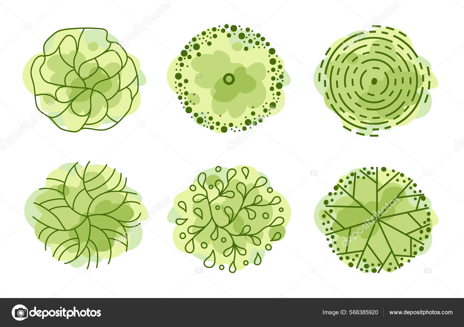 Trees Top View Entourage Design Various Trees Bushes Shrubs Top Stock ...