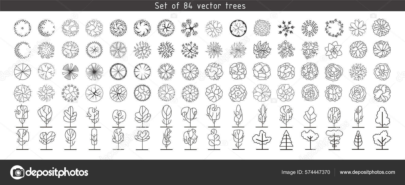 Trees Architectural Floor Plans Entourage Design Various Trees Bushes ...