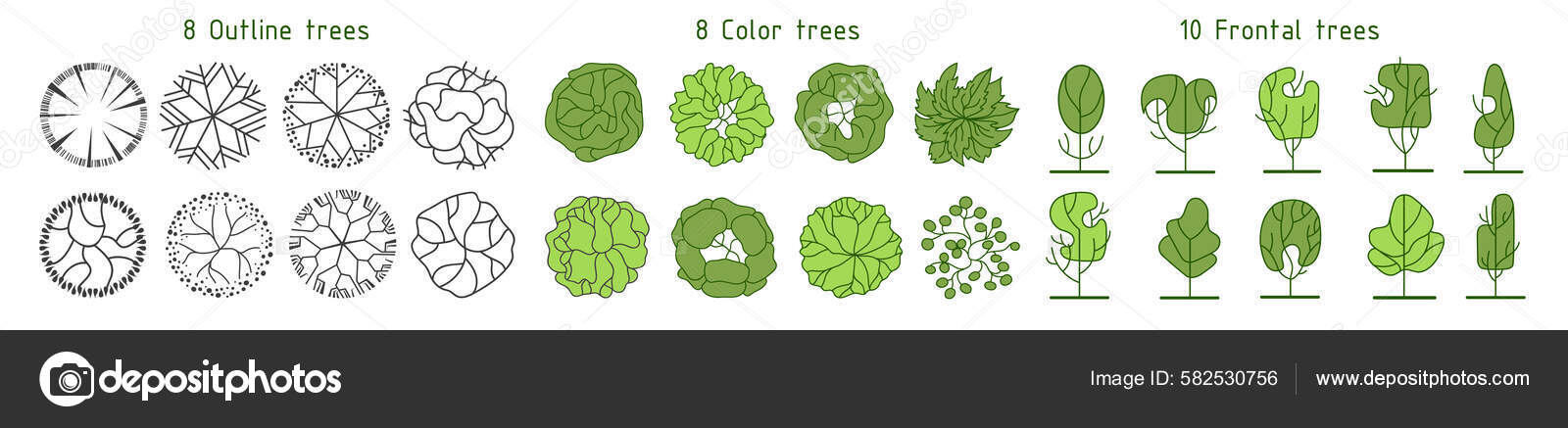 Pohon Untuk Perencanaan Lantai Arsitektur Desain Entourage Berbagai ...