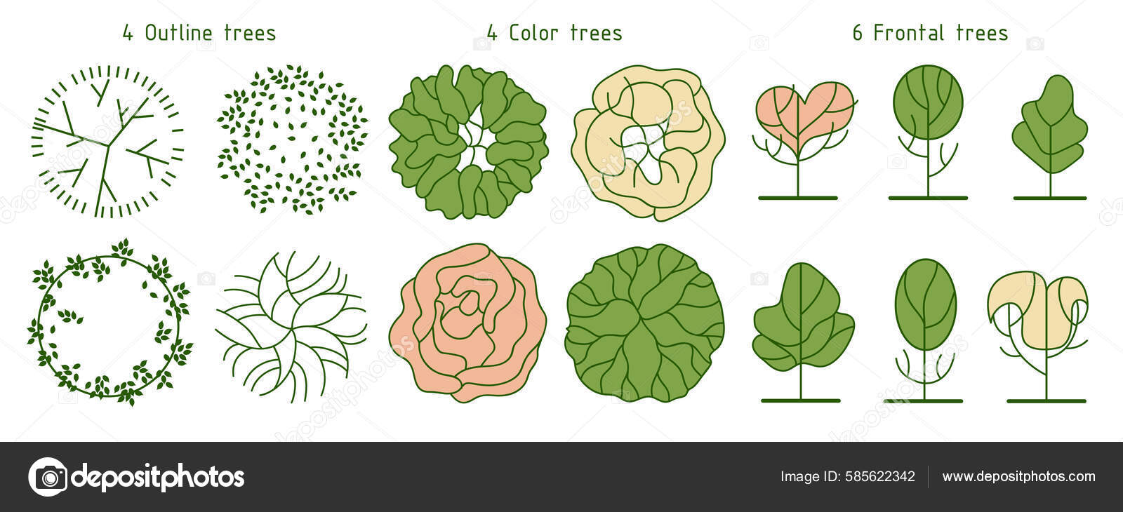 Tree Architectural Floor Plans Entourage Design Various Trees Bushes ...