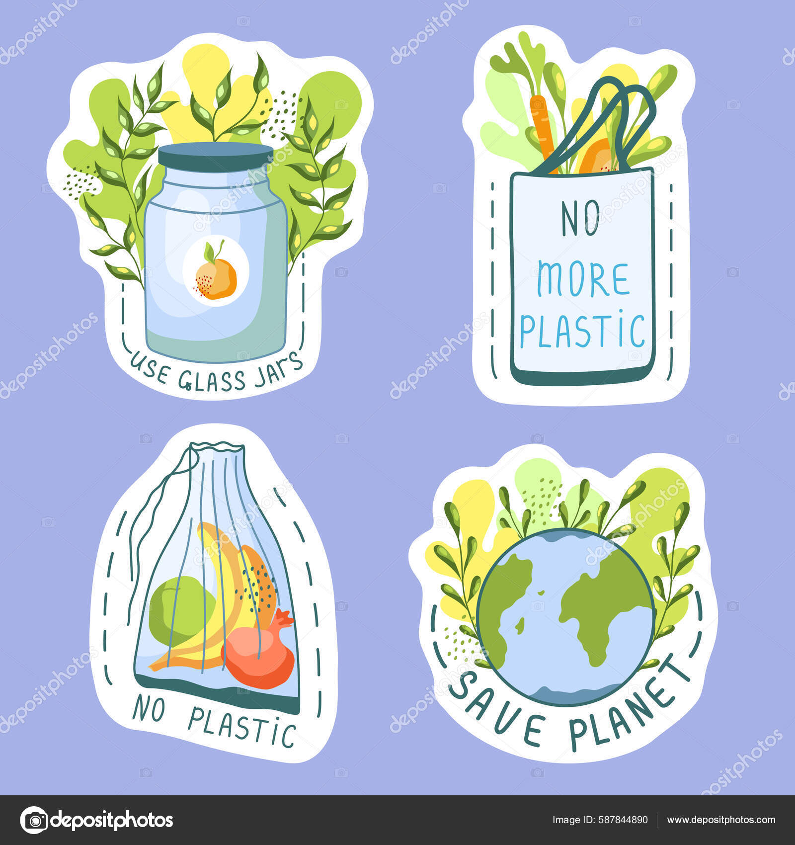 Ecological Stickers Environment Protection Sustainability Concept ...