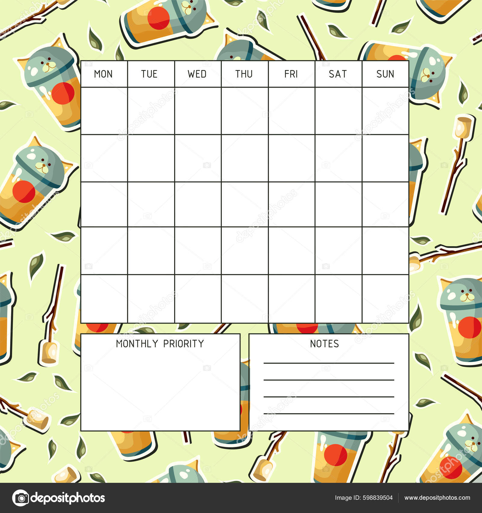 Monthly Planner Template Planner Month Organization Time Seamless ...