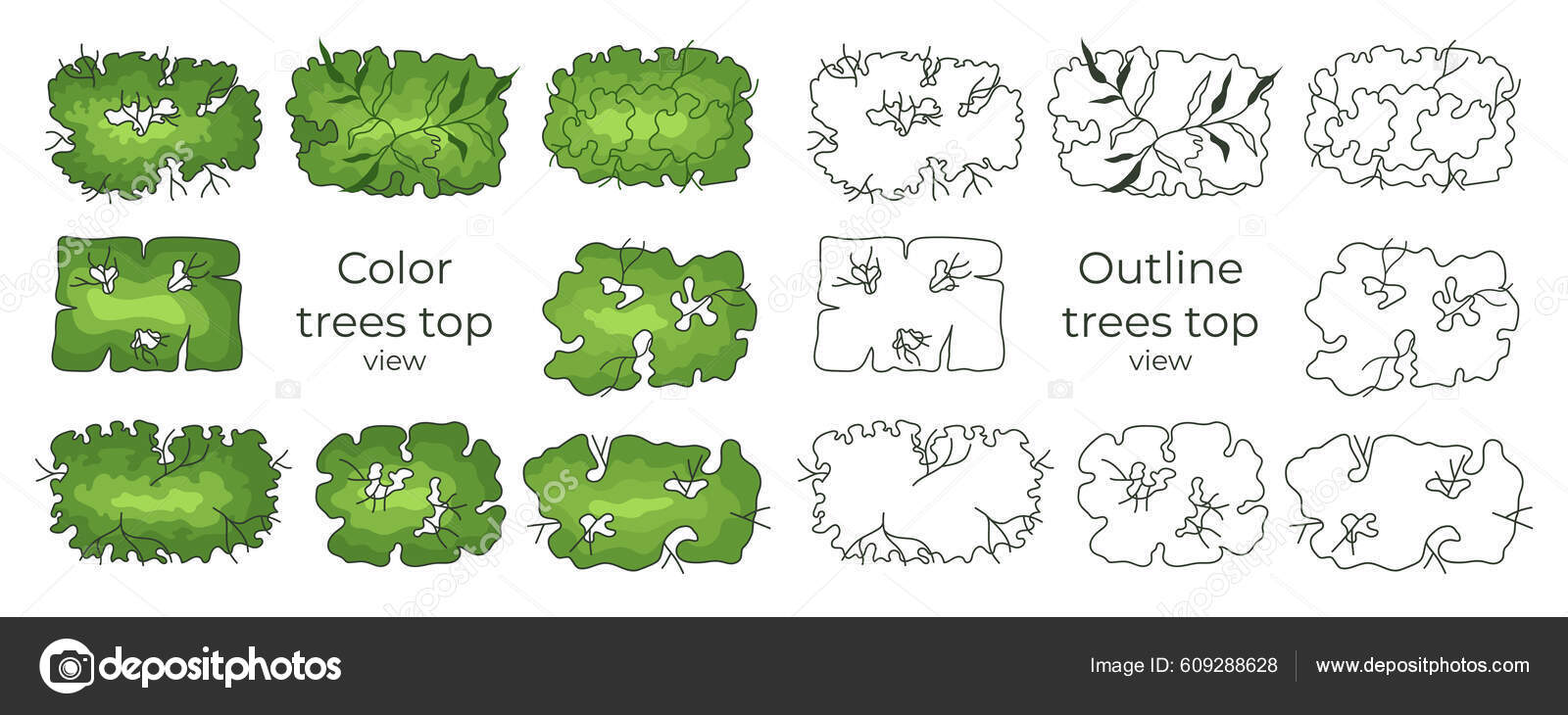 Tree Architectural Floor Plans Entourage Design Various Trees Bushes ...