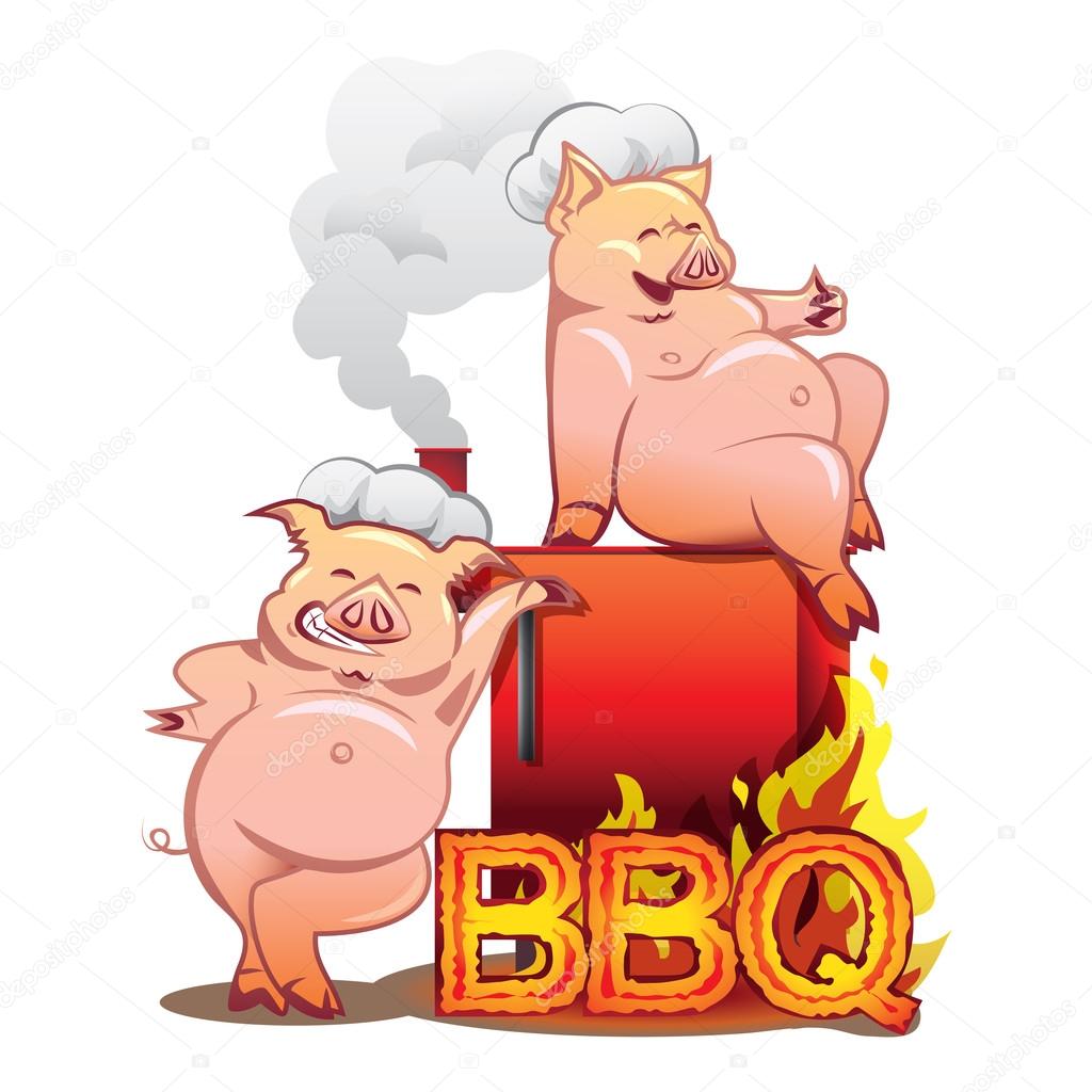 Two funny pigs near the red smoker Stock Vector by ©Daniliza 29994051