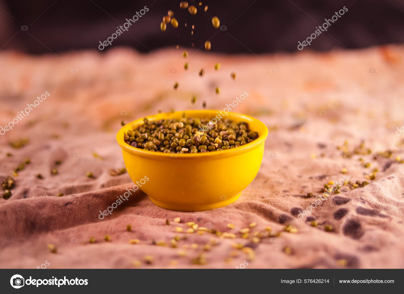 Broken Mung Lentils Yellow Moong Dal Green Moong Bean Mung Stock Photo ...