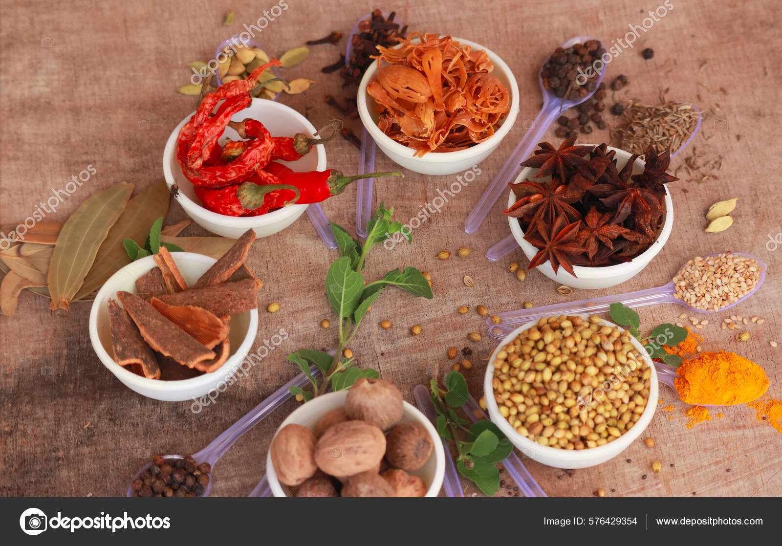 Collection Beautiful Indian Spices Spices Spicy Seasonings Teble ...