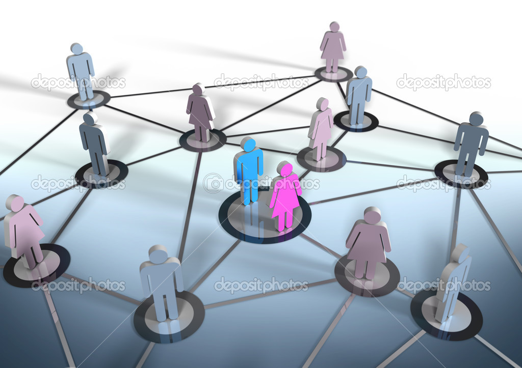 Community network - relationship between girls and boys Stock Photo by ...