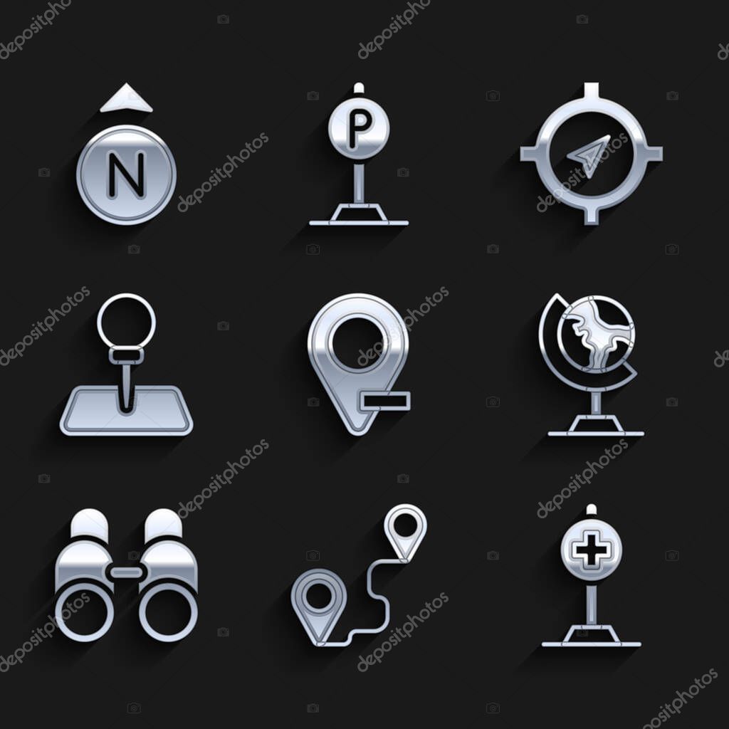 Ubicaci n del set, ubicaci n de la ruta, con hospital cruzado, globo terr queo, prism ticos ...