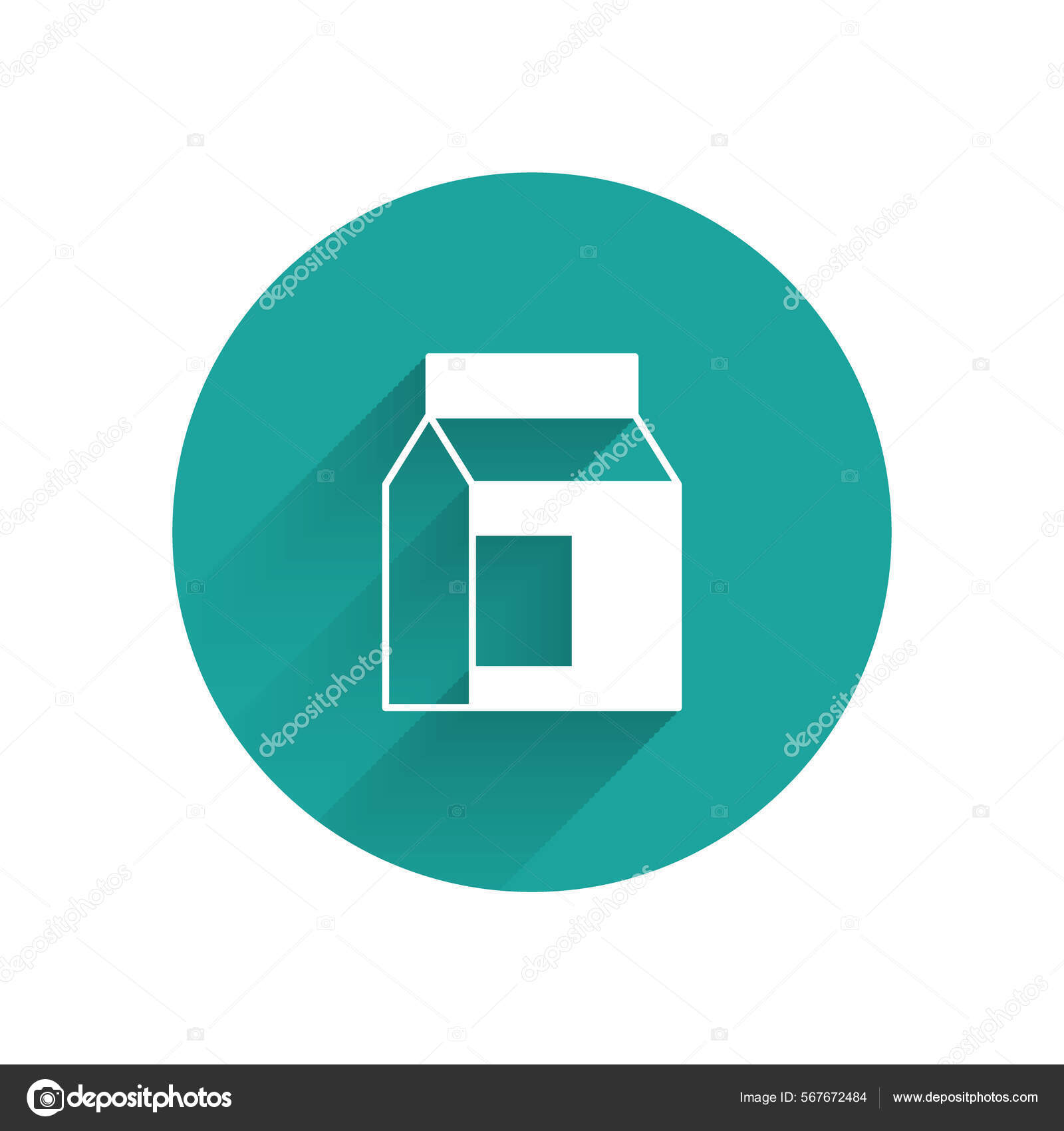 White Paper Package Milk Icon Isolated Long Shadow Milk Packet Stock ...
