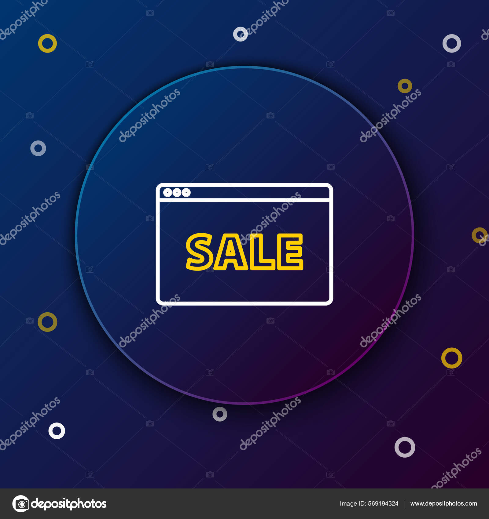 Line Hanging sign with text Online Sale icon isolated on blue ...