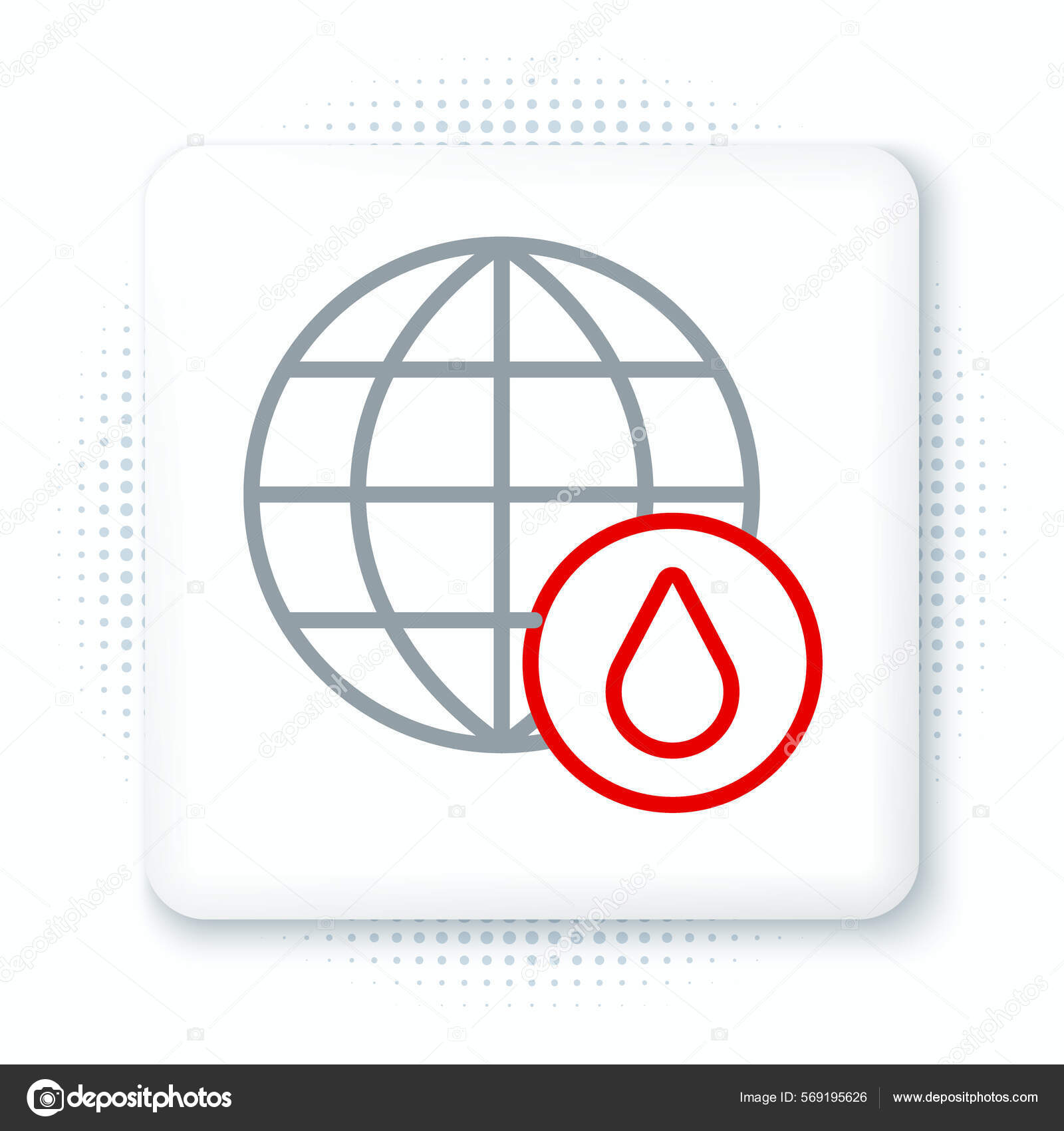 Line Earth planet in water drop icon isolated on white background ...