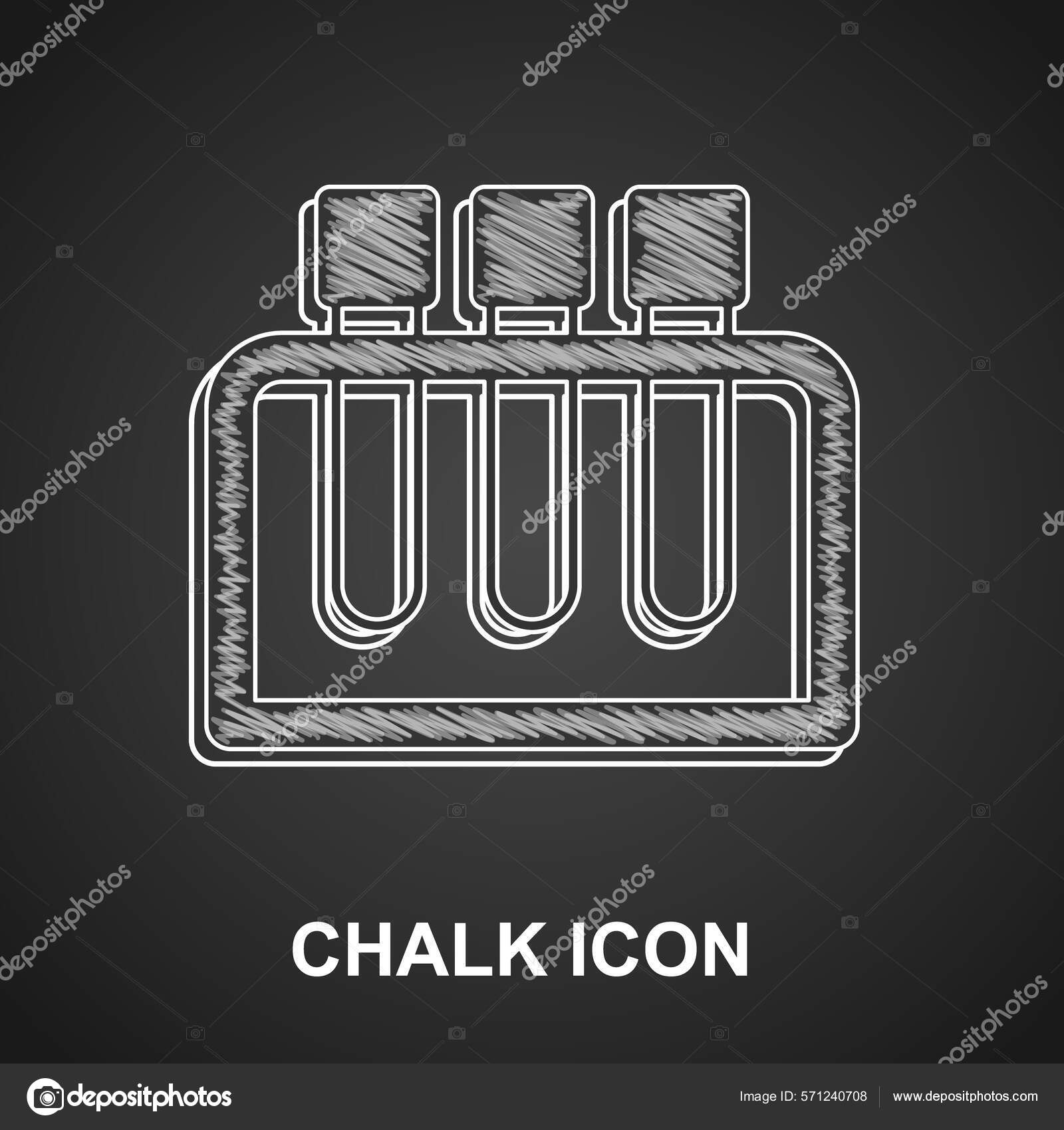 Chalk Test tube and flask chemical laboratory test icon isolated on ...
