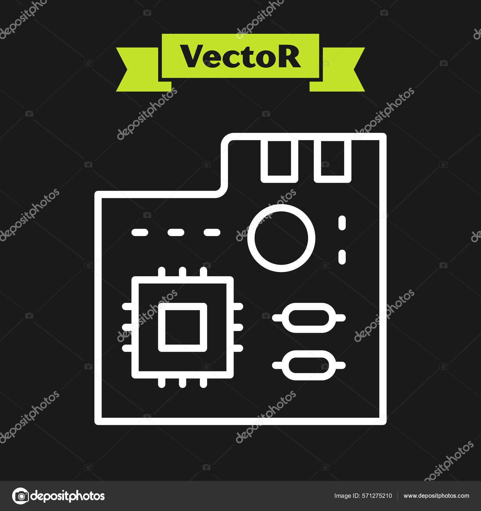 White line Electronic computer components motherboard digital chip ...