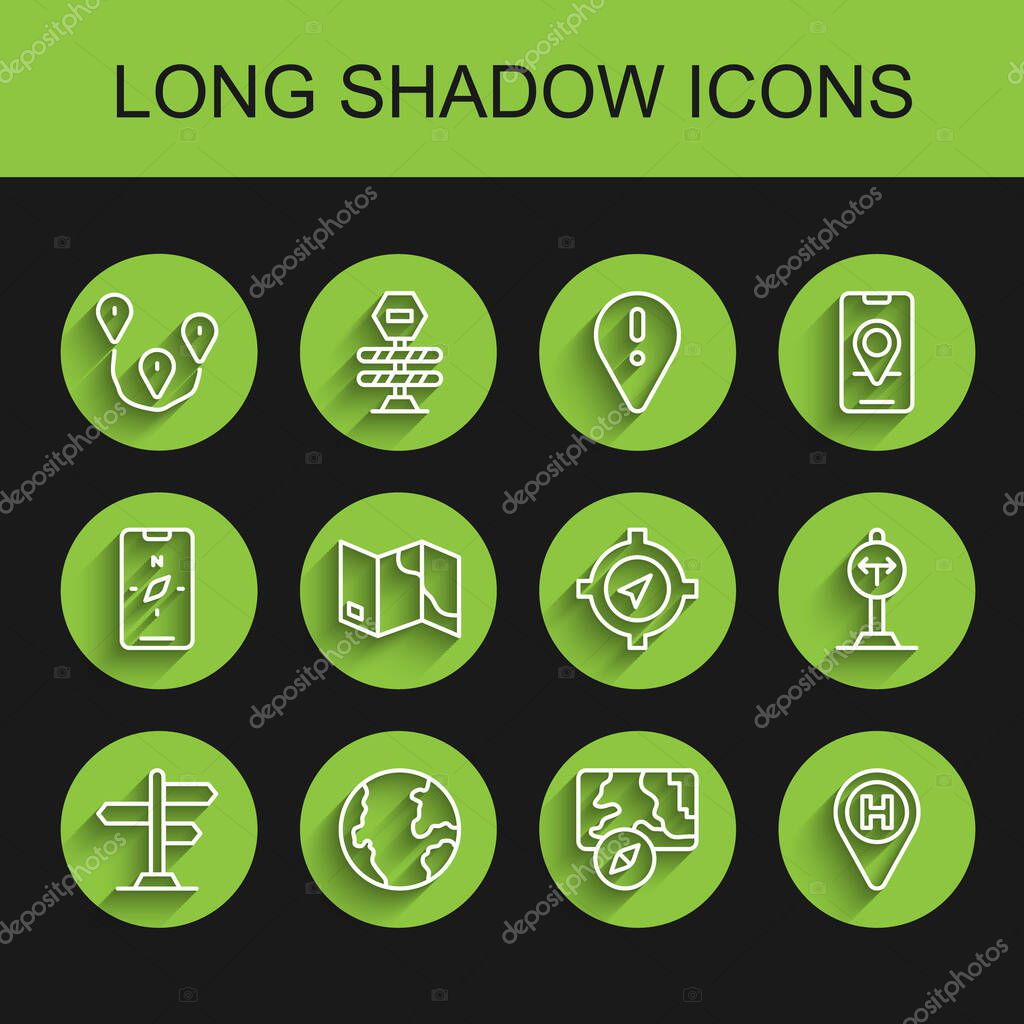 Establecer línea Señal de tráfico terrestre Globo de la Tierra ...