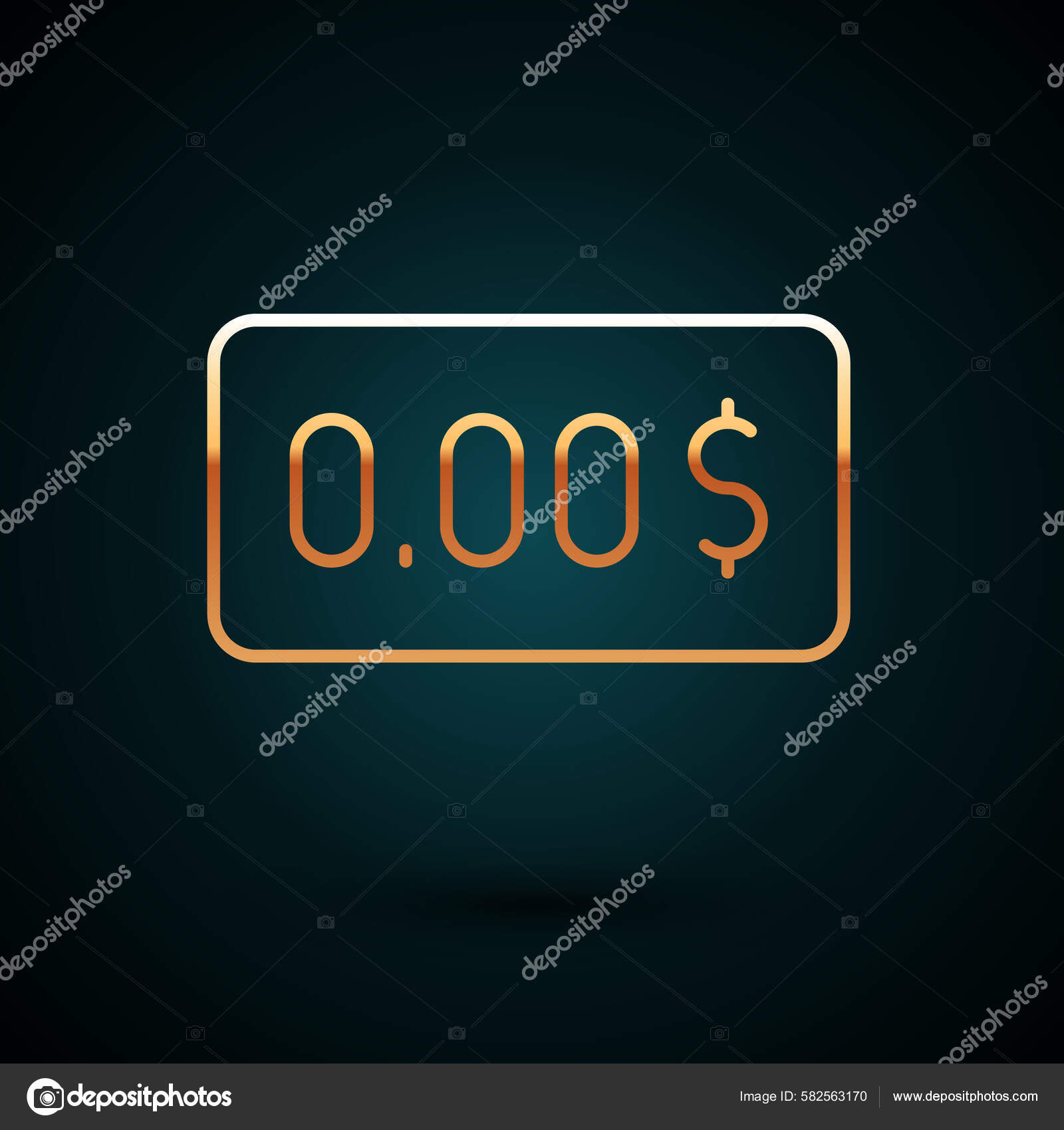 Gold Line Zero Cost Icon Isolated Dark Blue Background Empty Stock ...
