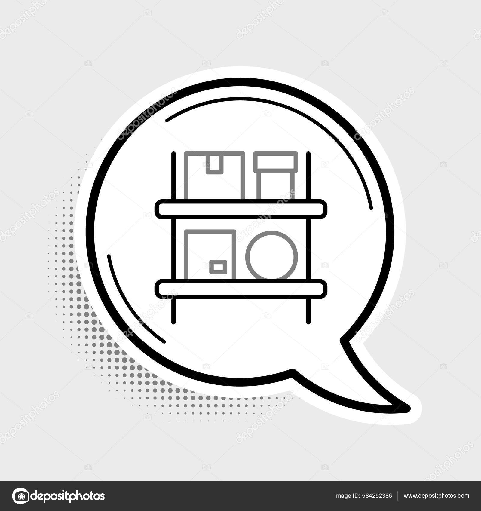 Line Warehouse Interior Boxes Racks Icon Isolated Grey Background ...