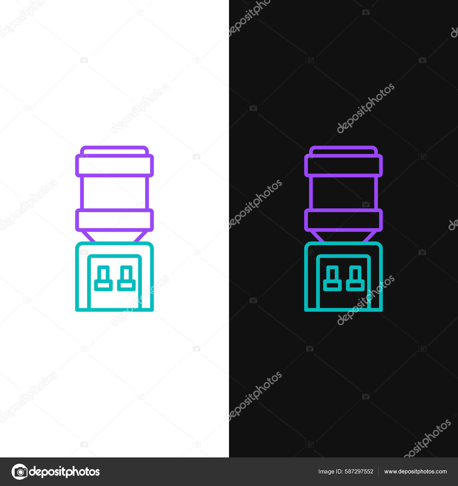 Line Water Cooler Office Home Icon Isolated White Black Background ...