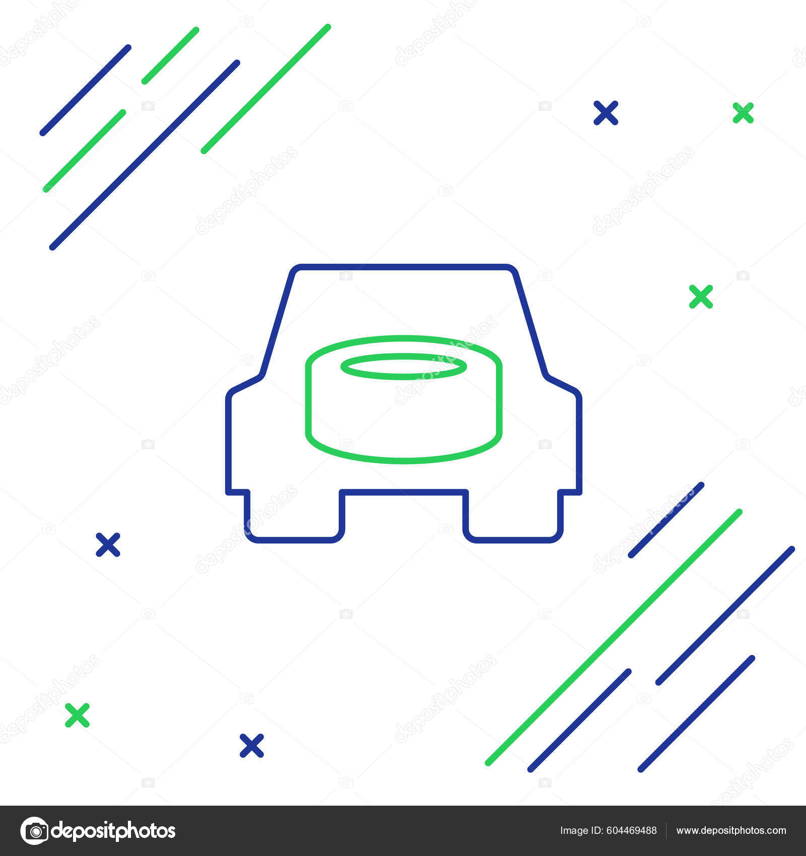 Line Spare Wheel Car Icon Isolated White Background Process Replacing ...