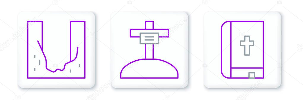 Set line Libro de la Sagrada Biblia, Cementerio cavado agujero de tumba ...