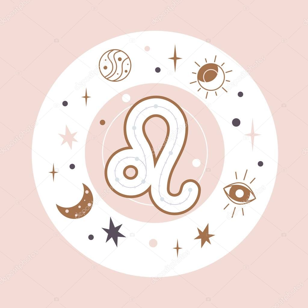 Leo Hor scopo vector signo - elemento astrol gico del zod aco. S mbolo esot rico para logotipo o ...