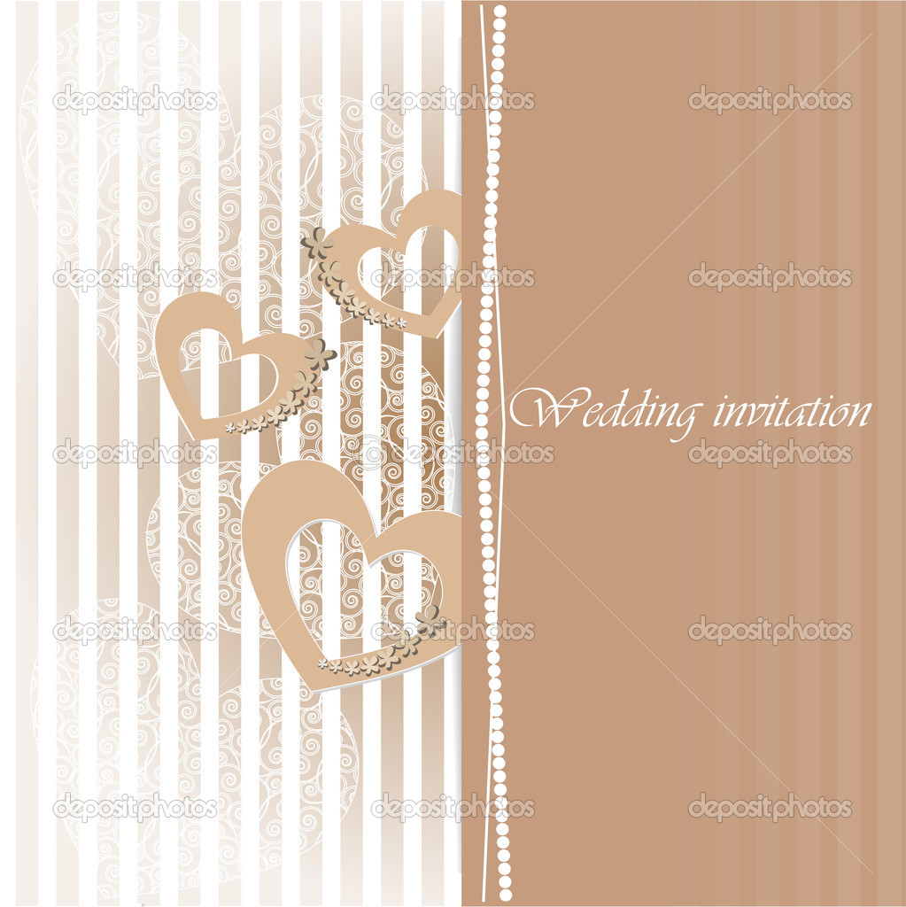 Wedding invitation card with decorative hearts. — Stock Vector ...