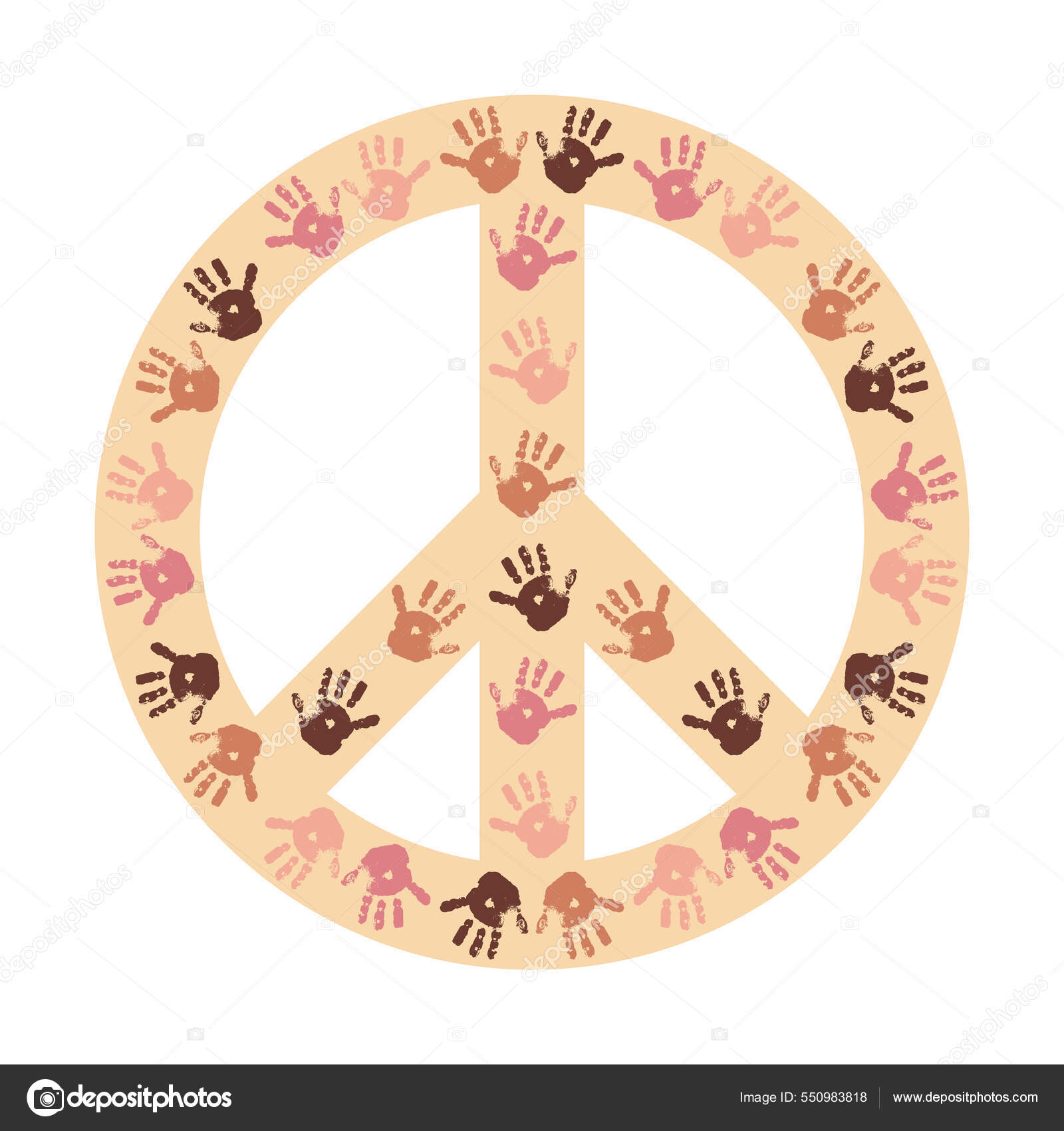 Image vectorielle Symbole Paix Avec Empreintes Mains Personnes ...