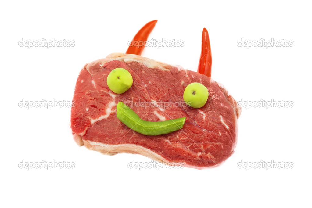 Smiling marbled beef with horns and eyes Stock Photo by ©Molishka88 ...