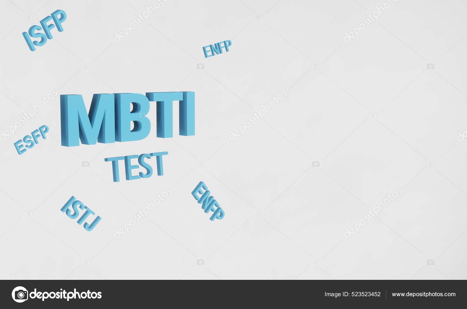 Prueba MBTI. Las letras blancas están aisladas sobre un fondo blanco ...