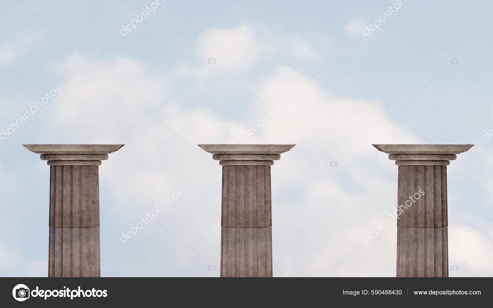 Three Columns Close Background Sky Rendering Template Product ...