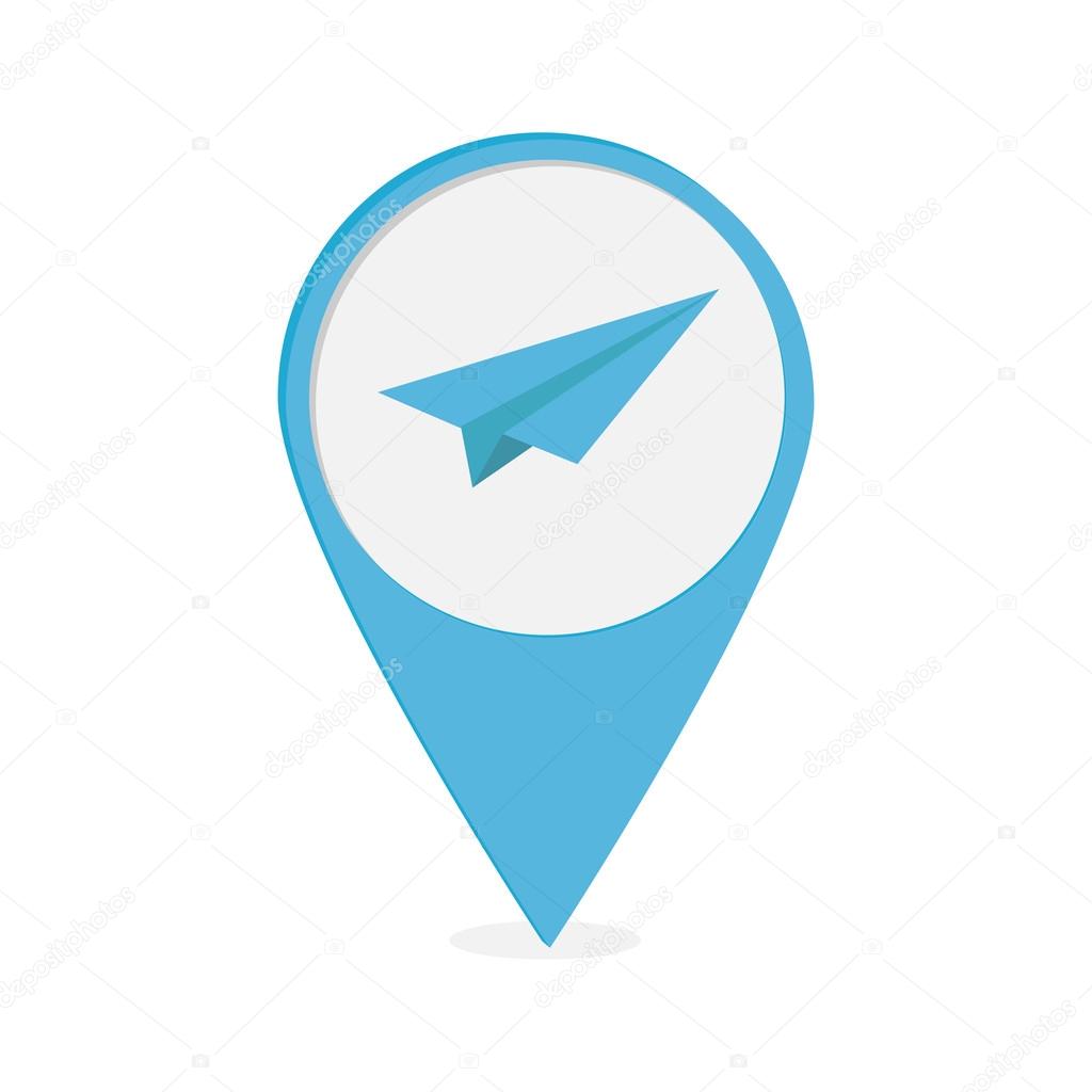 Map pointer with origami paper plane icon. Blue marker. Stock Vector ...