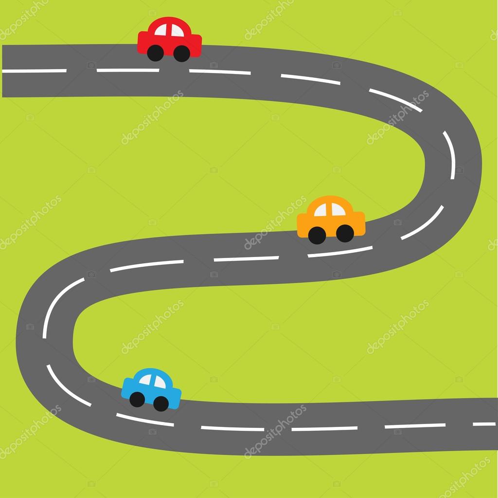 Klikatá silnice a kreslená auta — Stock Vektor © worldofvector #48652553