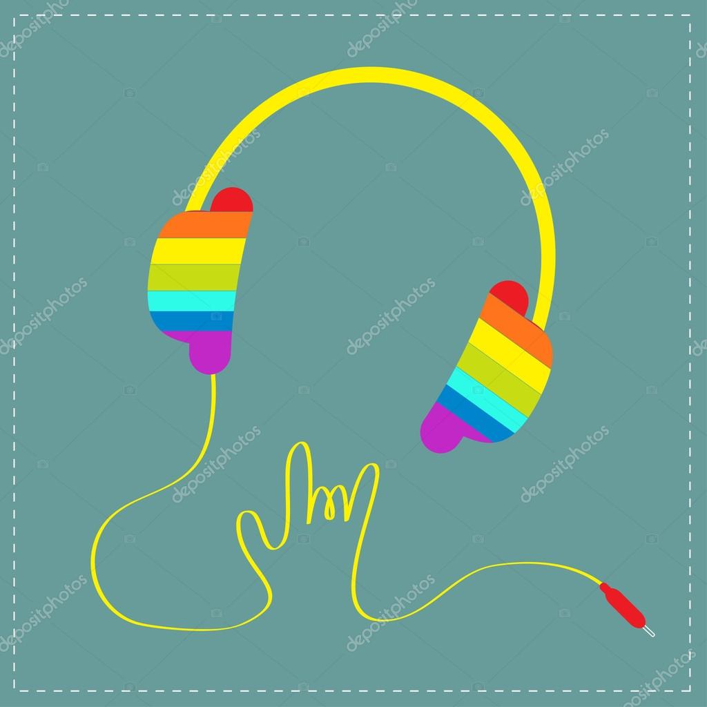 Rainbow headphones with shape of hand Stock Vector by ©worldofvector ...