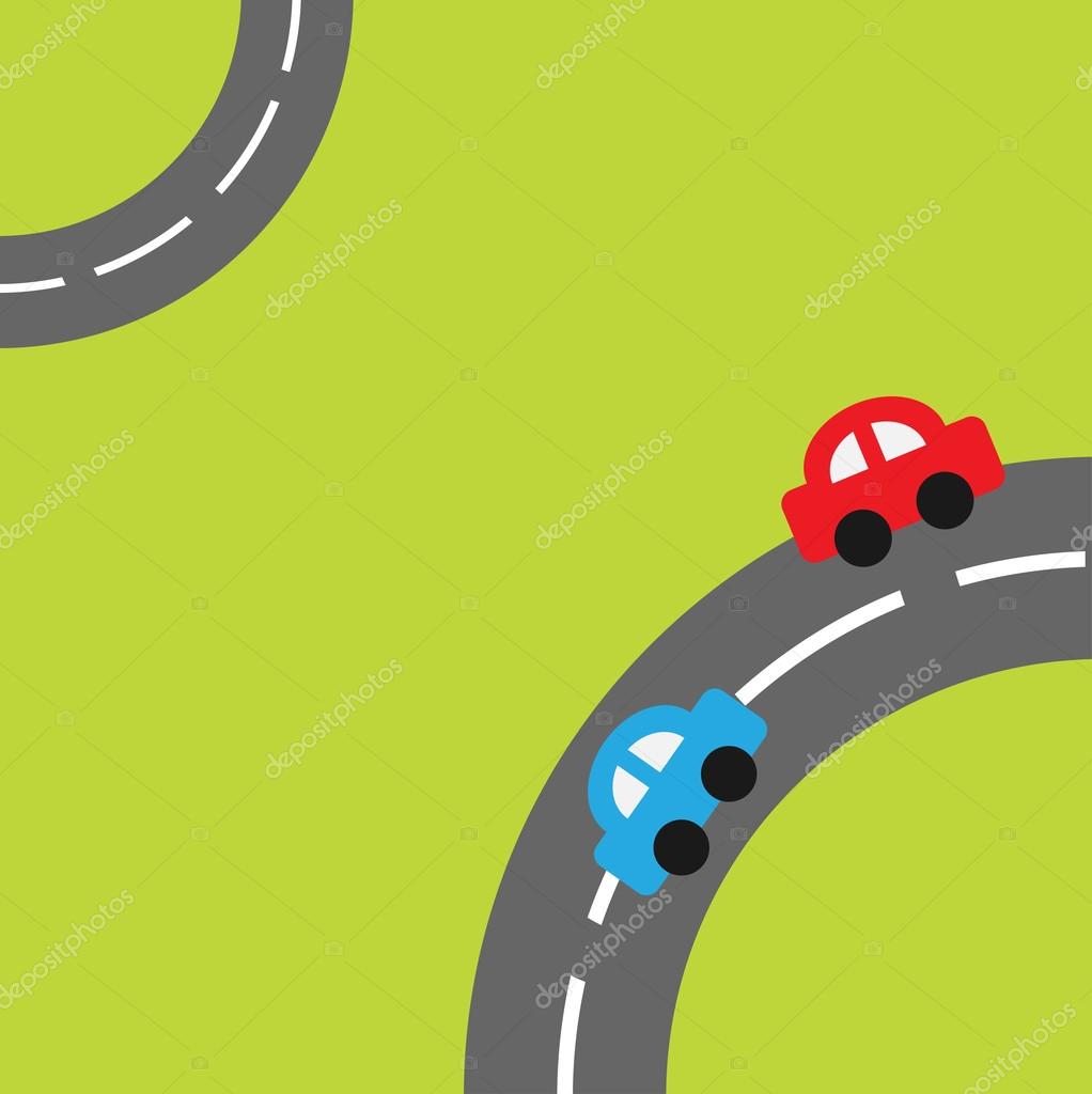 Dos carreteras y coches de dibujos animados — Vector de stock ...