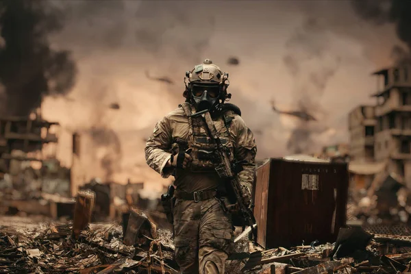 Military Helicopters Forces Tanks Smoke Battle Field Sunset Stock Photo ...