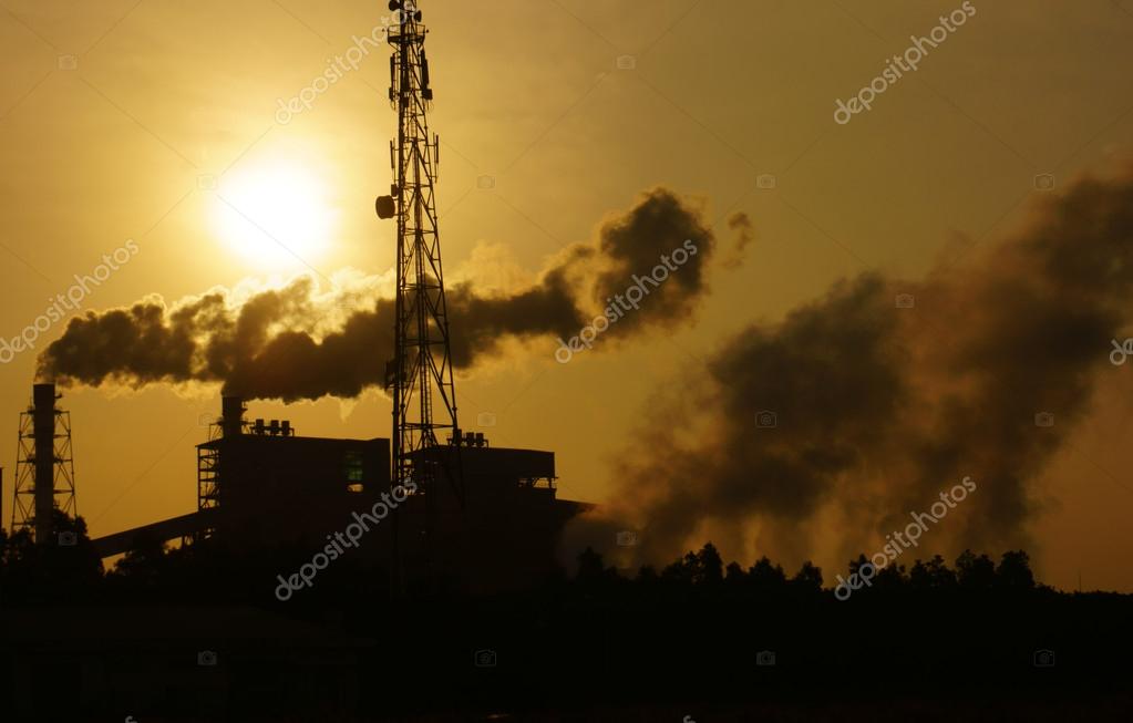 Polluted environment from factory in industrial zone — Stock Photo ...