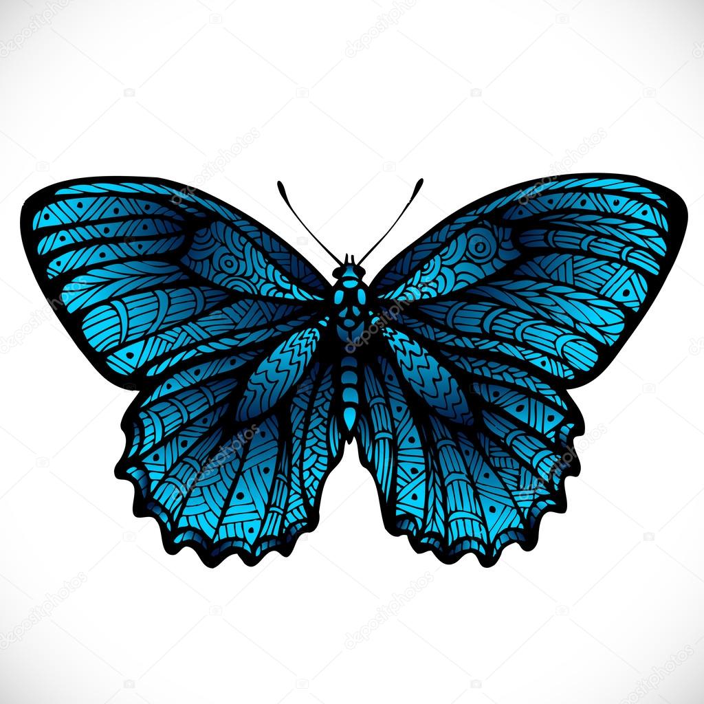 Beautiful shiny blue butterfly, vector Stock Vector Image by ...