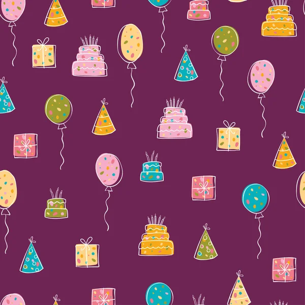 Cute Doodle Cakes Seamless Pattern Fun Party Background Great Birthday ...
