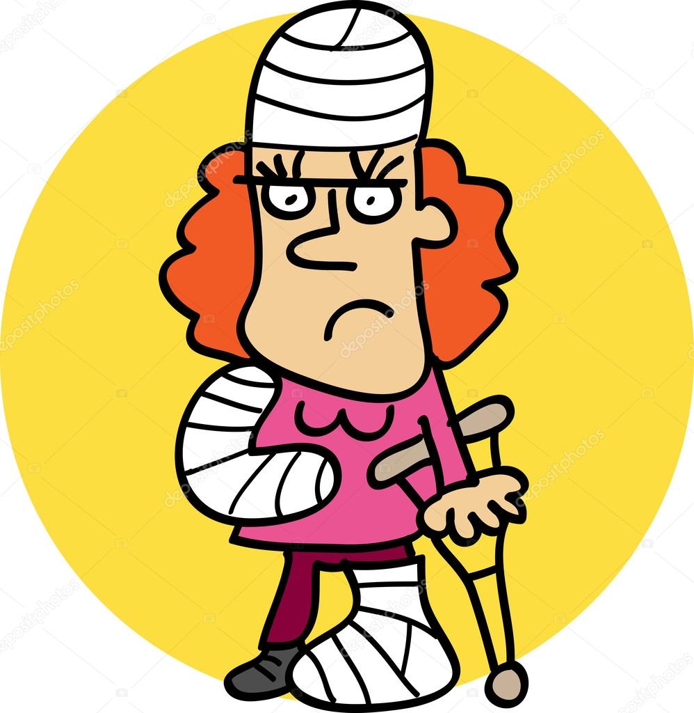 Femme blessée avec béquille — Image vectorielle rubiocartoons © #38191053