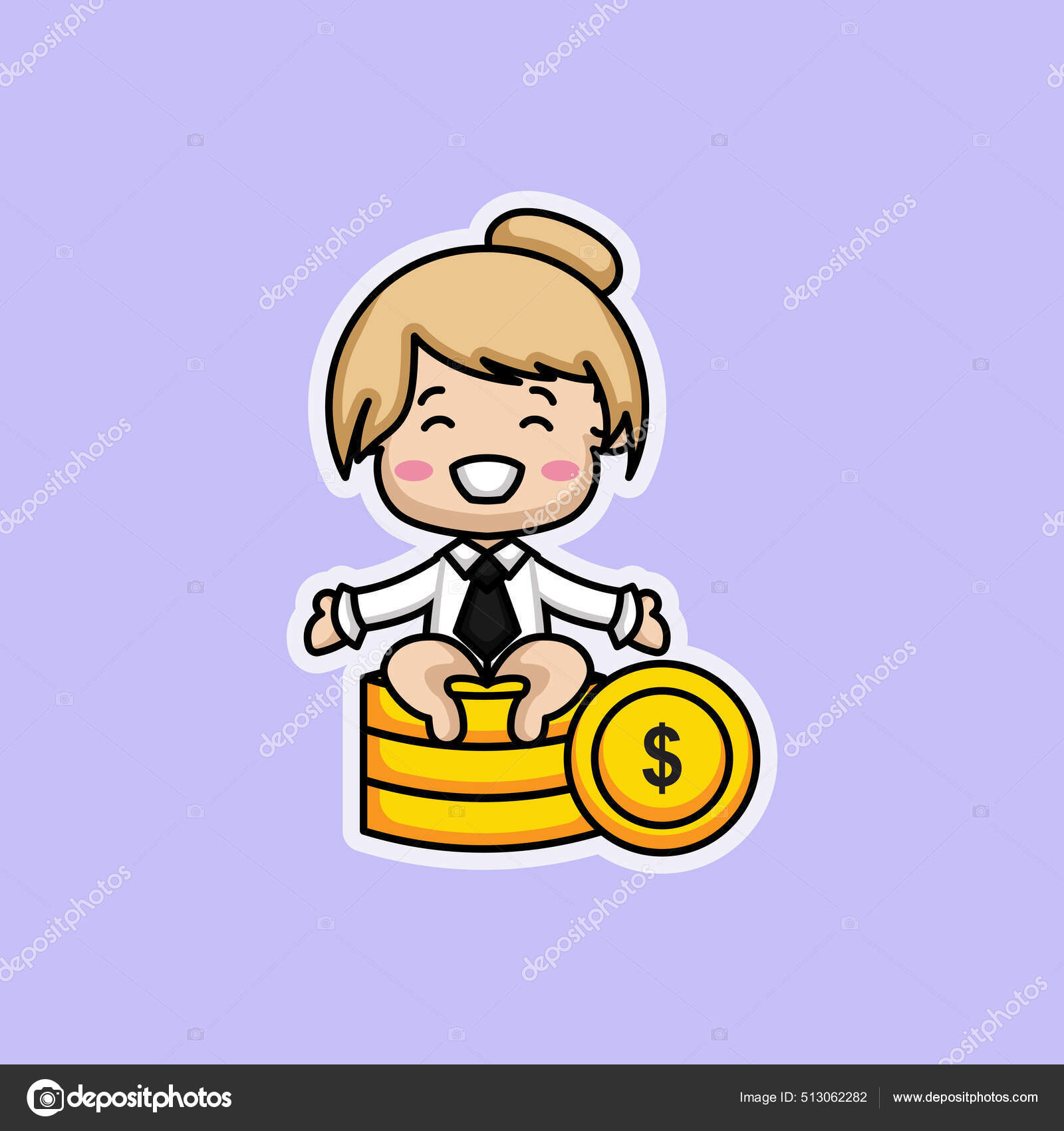 Cute Chibi Girl Love Money Stock Vector by ©Guavanaboy 513062282