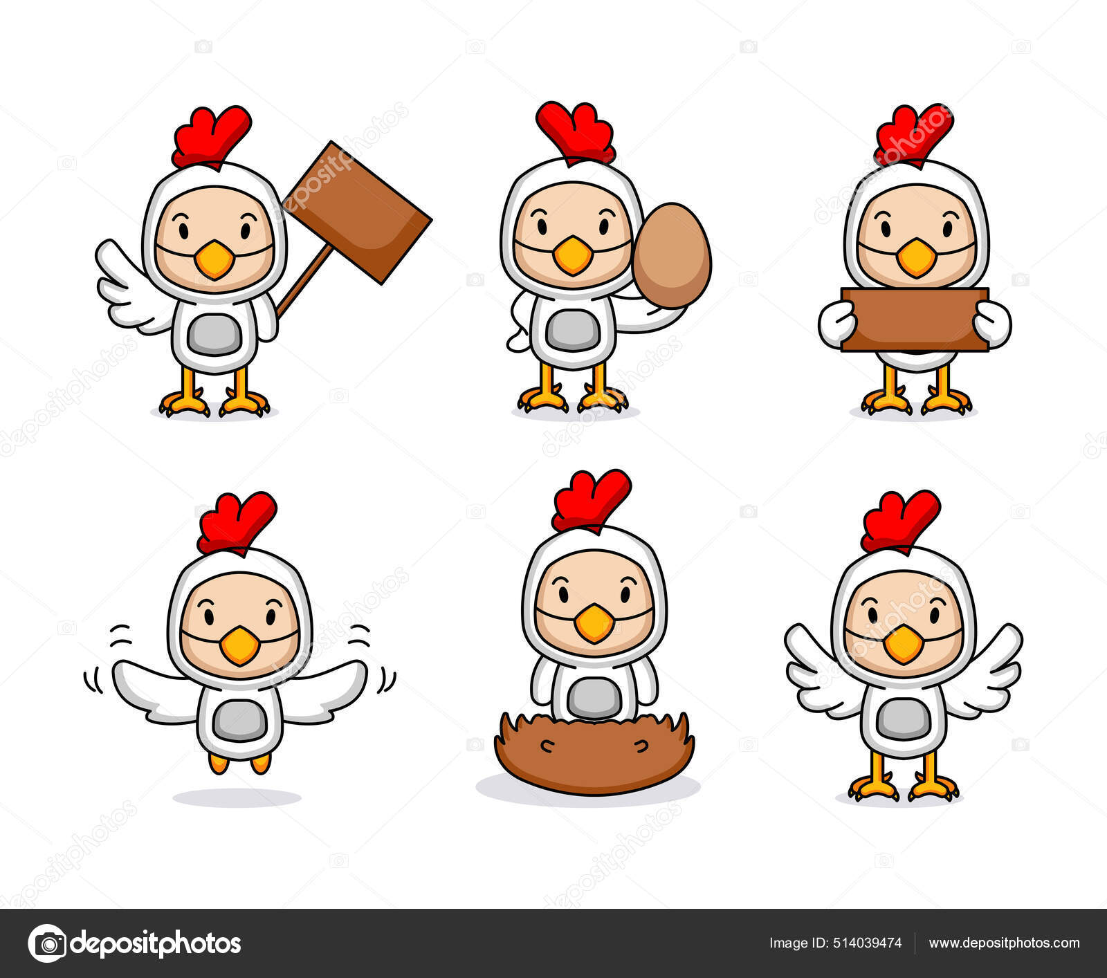 Anak Manis Dengan Maskot Ayam Vektor Stok oleh ©Guavanaboy 514039474