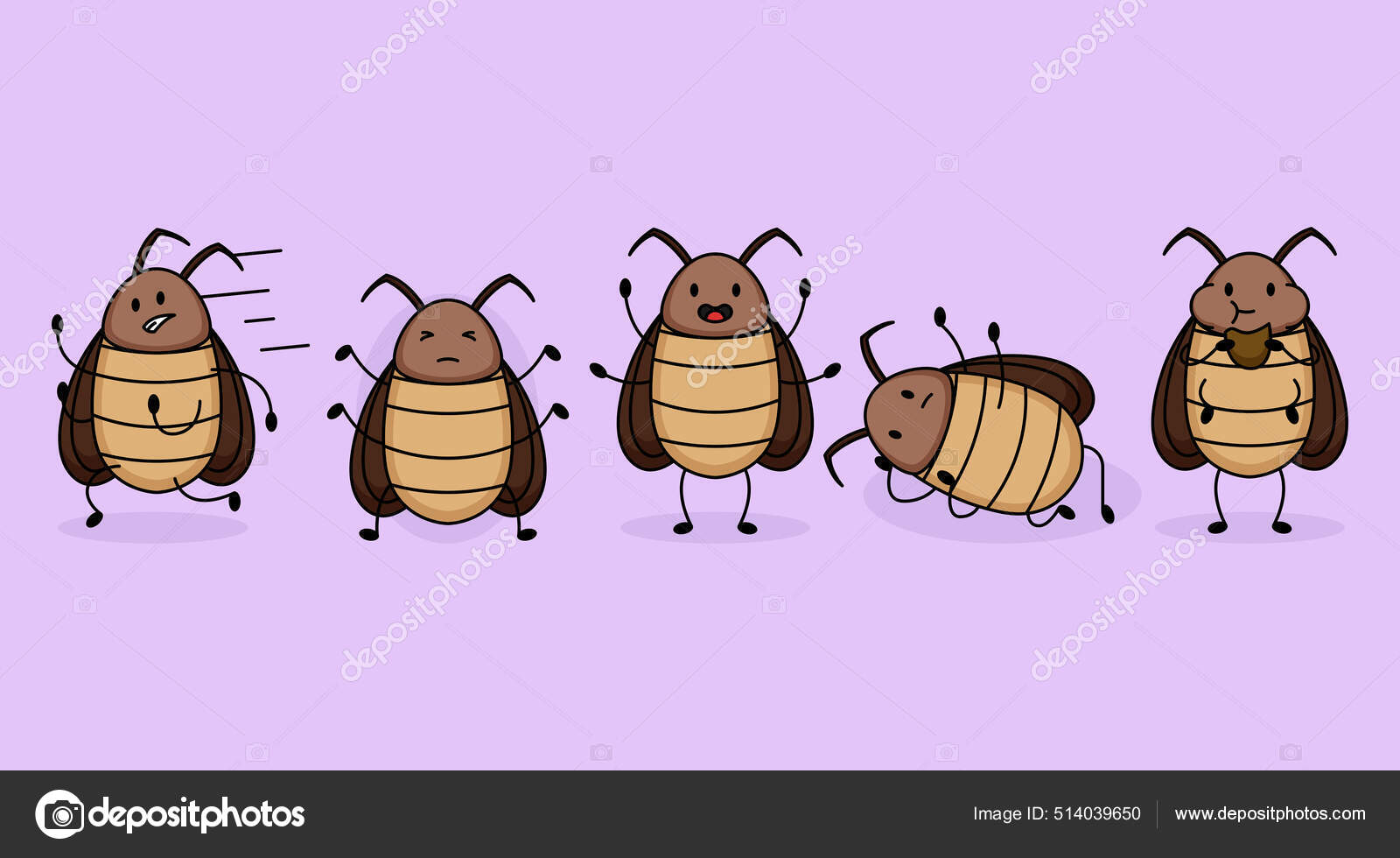 Set Cute Insect Cockroach Mascot Design Stock Vector by ©Guavanaboy ...