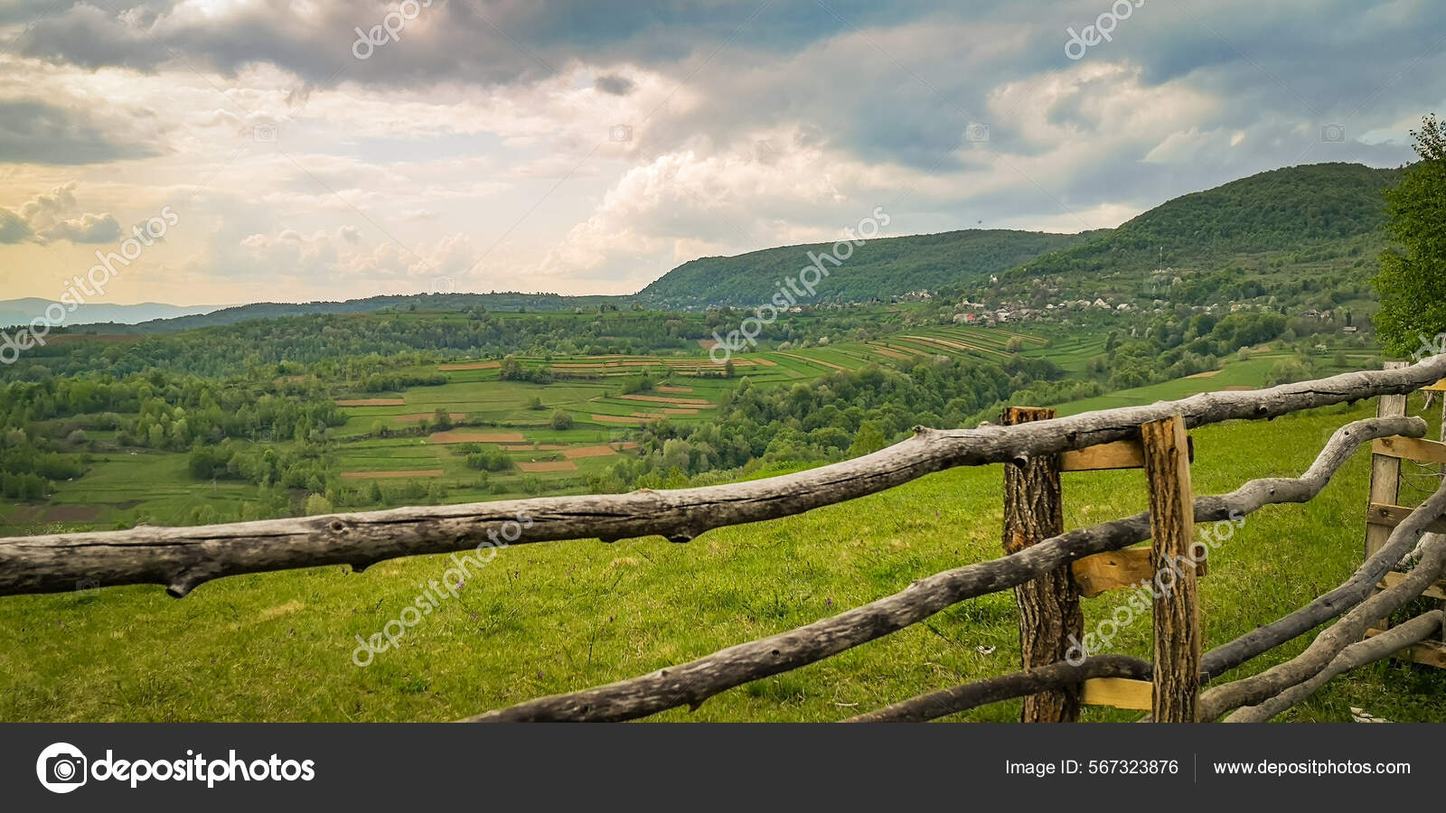 Spring Landscape Rural Highlands Wooden Fence — Stock Photo © Lyudmila ...
