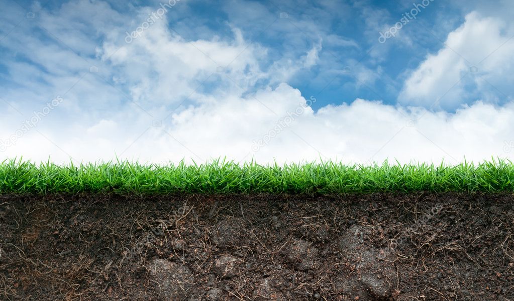 Soil and Grass in Blue Sky ⬇ Stock Photo, Image by © fotoslaz #34701039